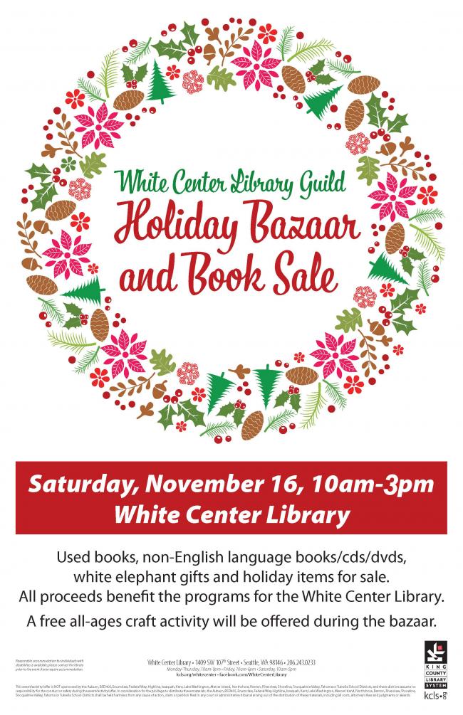 White Center Library Guild Holiday Bazaar and Book Sale set for Nov. 16 ...